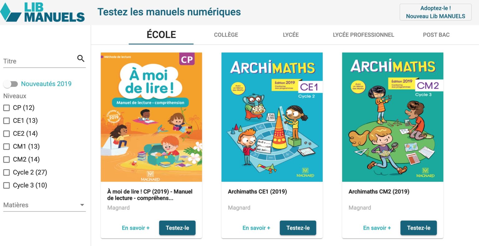 Tous les livres scolaires disponibes gratuitement en ligne