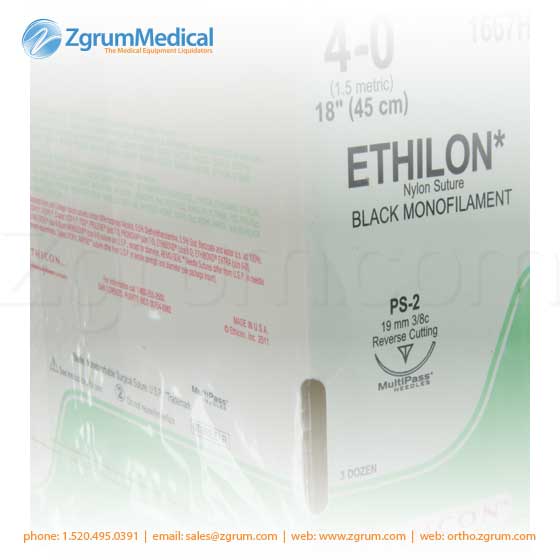 Ethicon 1667H 4-0 Ethilon Suture - Zgrum Medical