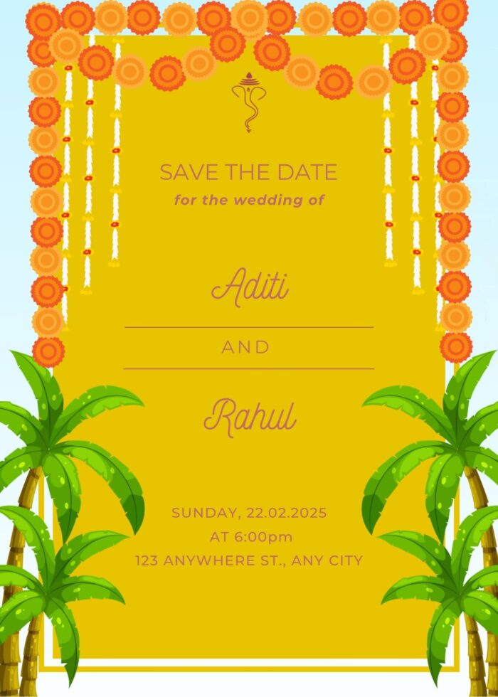 Yellow Background Marathi Wedding Card – myMandap Invitation Cards