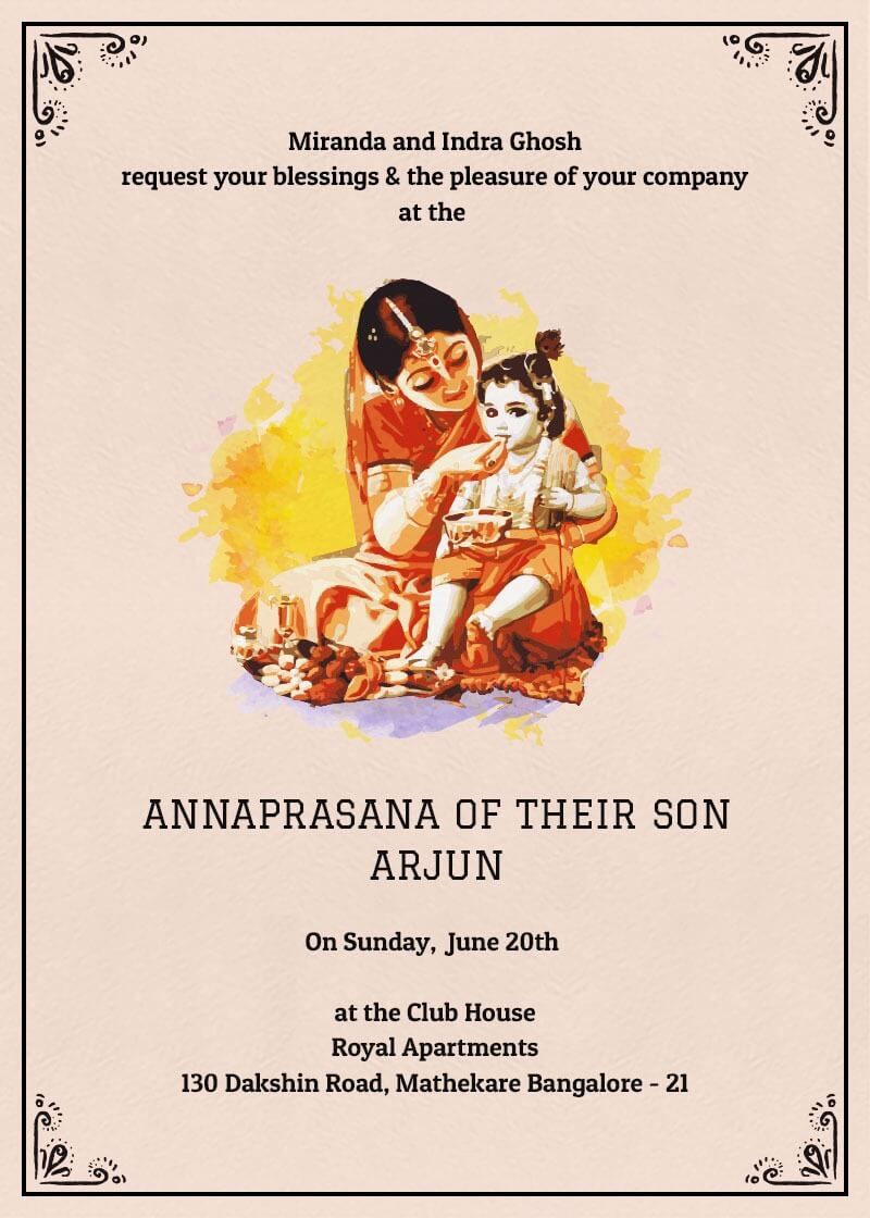 Annaprasan Invitation Krishna Design Card - myMandap Cards