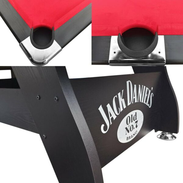 JD Logo 8FT Red Felt Pool Table (Black Frame)