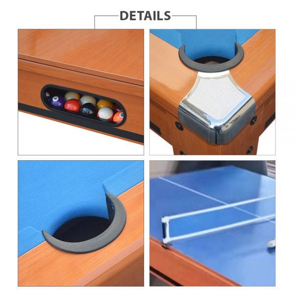 100% Best Deal! 7FT 3-In-1 Slate Pool Table With X2 Benches