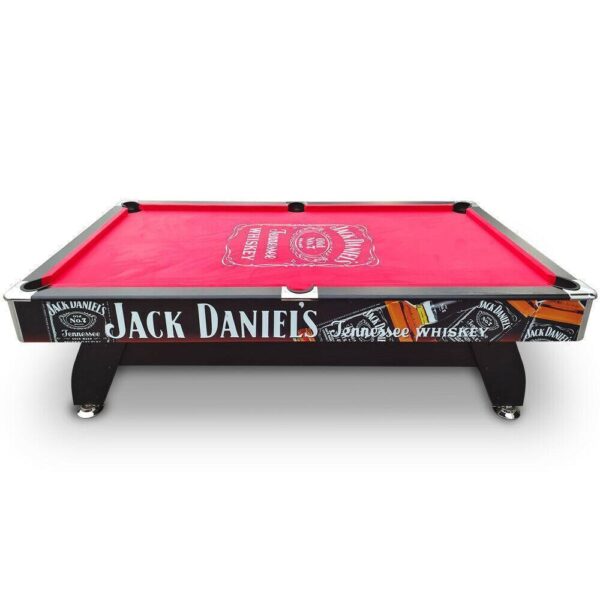 JD Logo 8FT Red Felt Pool Table (Black Frame)