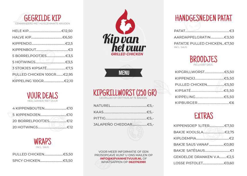 Ons menu | Kip van het Vuur