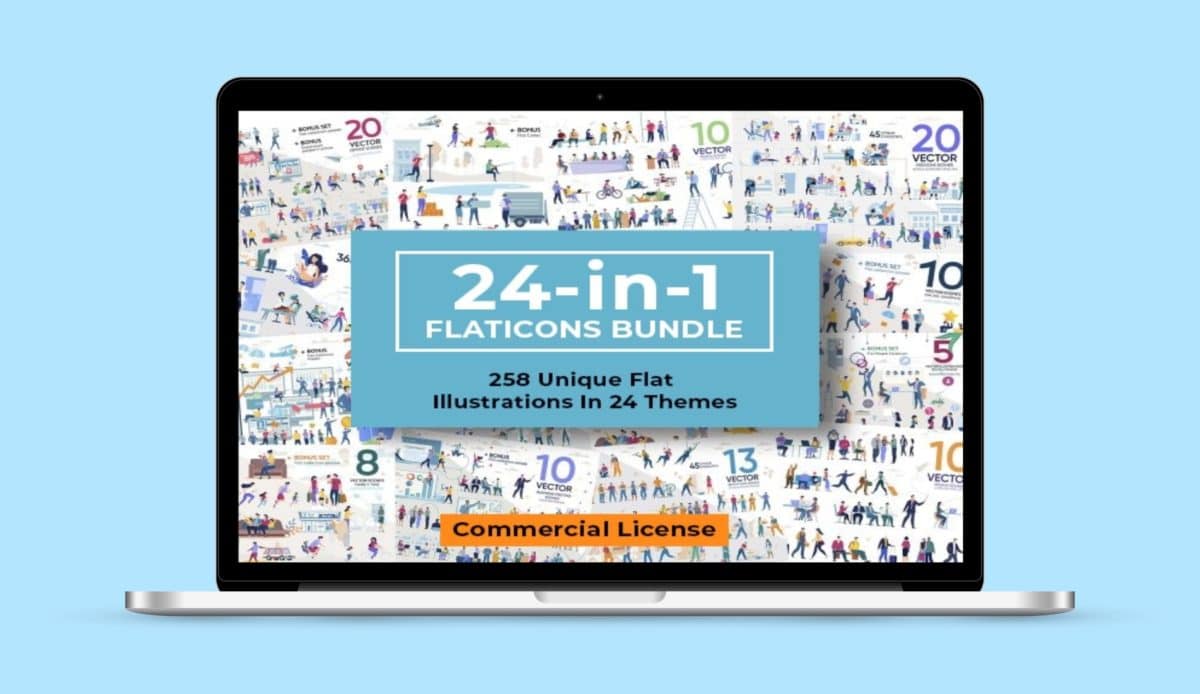 258 Unique Flat Illustrations In 24 Themes Bundle Deal | Lifetimo.com