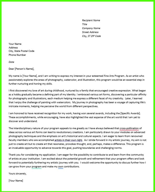 How to Write a Motivation Letter for an Artist - With Sample