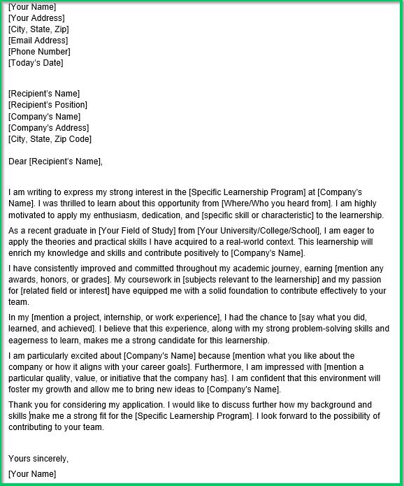 Motivation Letter for Apprenticeship Sample Template