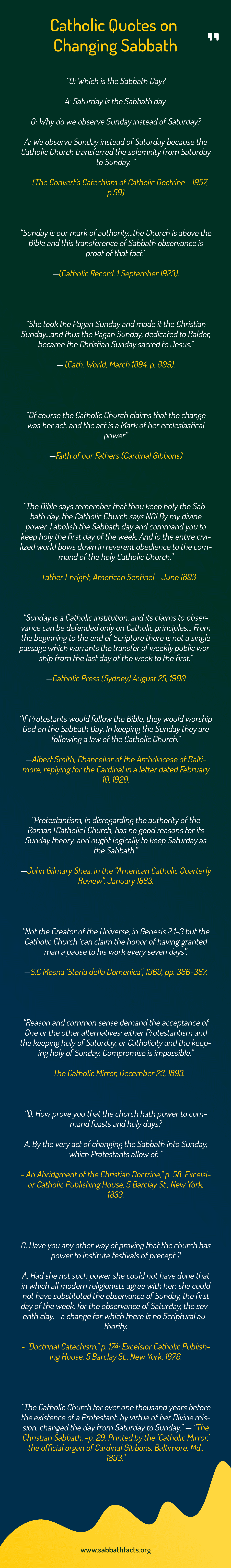 Catholic Quotes on Changing Sabbath | Sabbath Facts
