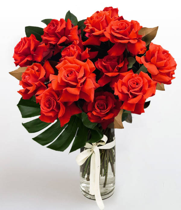 Gorgeous Red Romance Vase Arrangement - Fresh Flowers Perth
