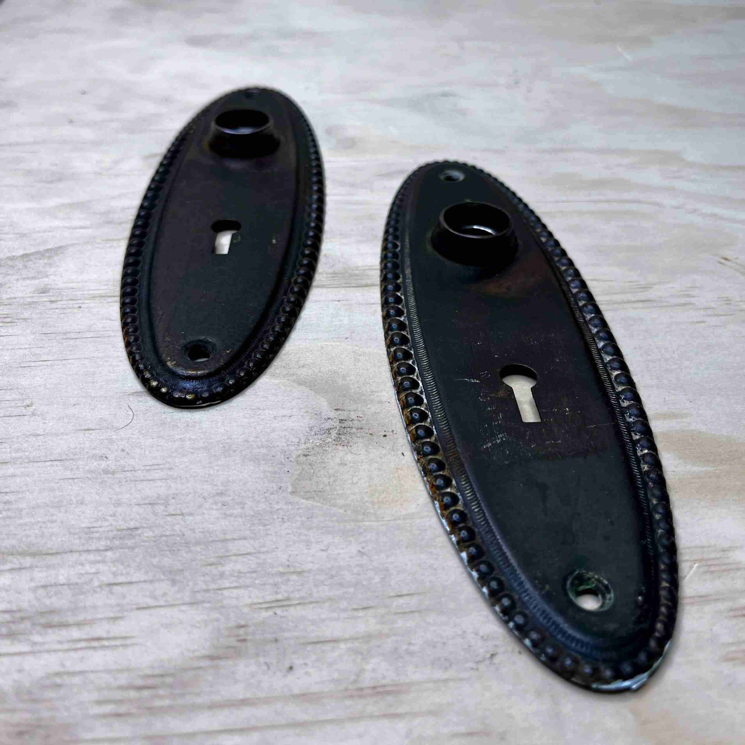 Pair of Antique Oval Backplates - Historic House Salvage