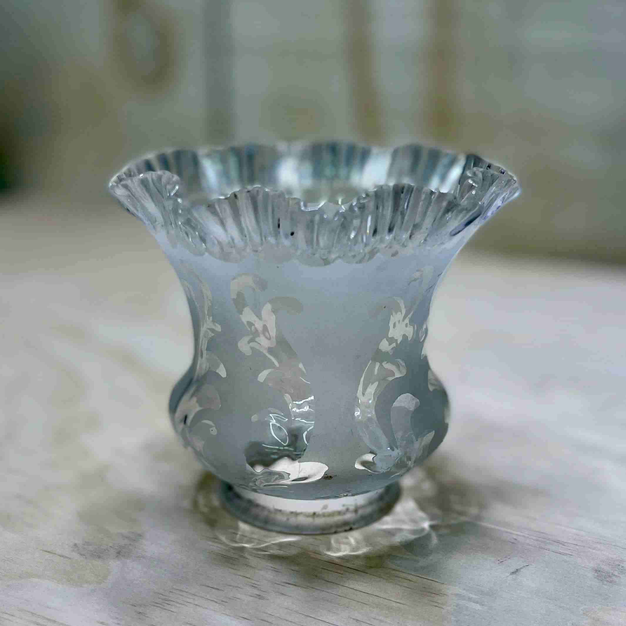 Antique Frosted Ruffled Shade - Historic House Salvage