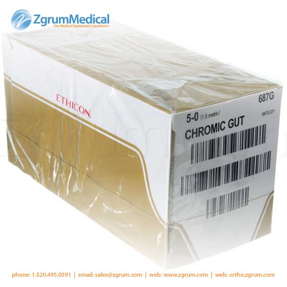 Ethicon 687G 5 - 0 Chromic Gut Suture - Zgrum Medical