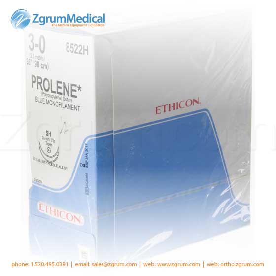 Ethicon 8522H 3-0 Prolene Polypropylene Suture Blue Monofilament - Zgrum Medical