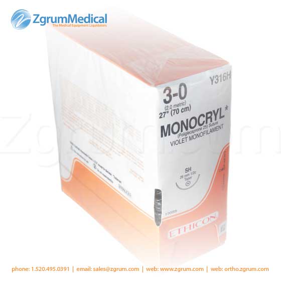 Ethicon Monocryl 3 - 0 - Y316H 3 Dozen Sutures - Zgrum Medical