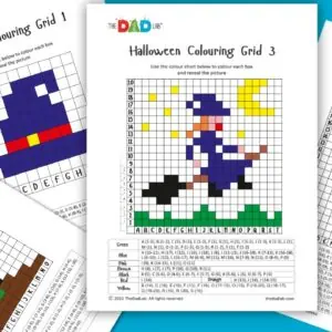 Halloween Colouring Grid Printable For Kids