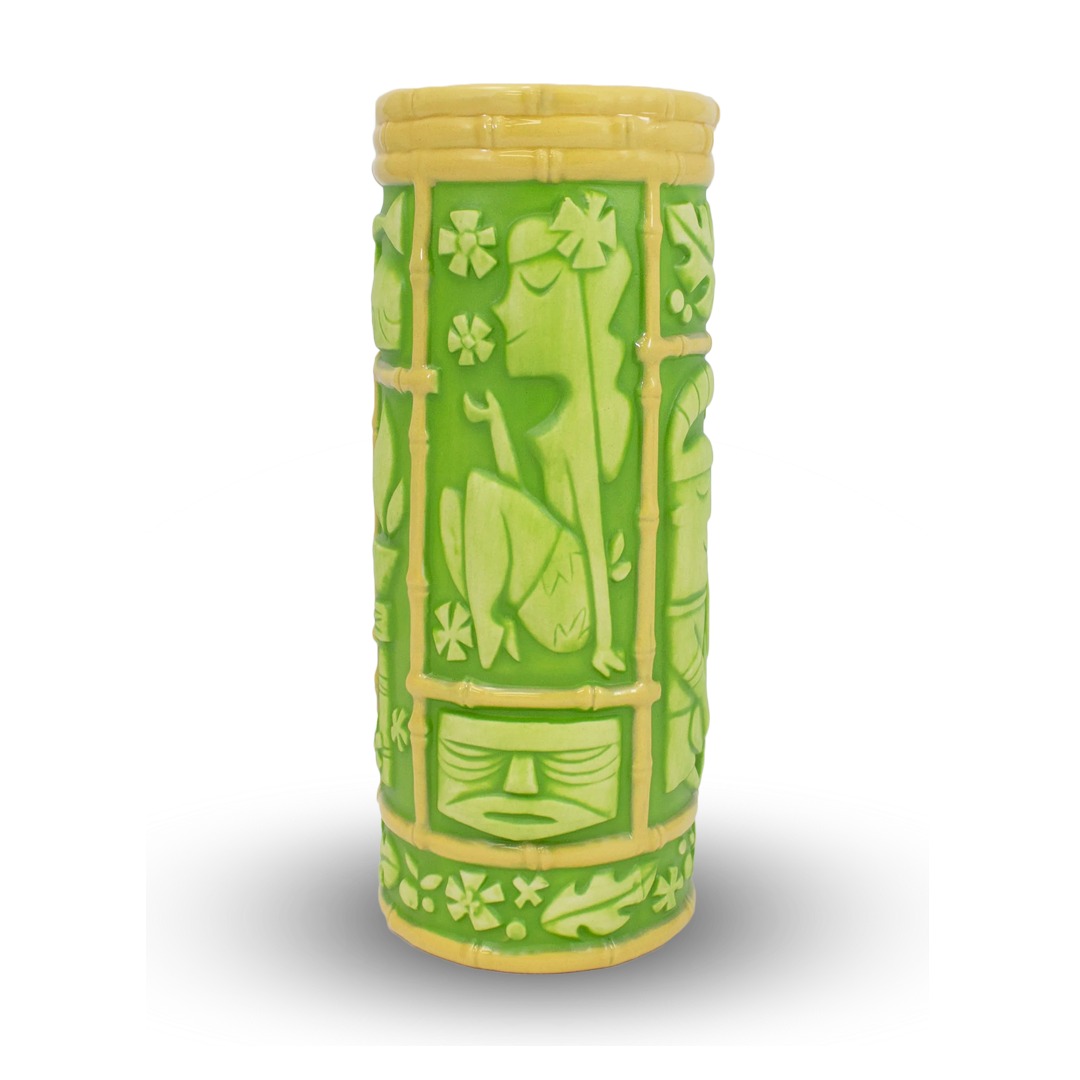 Island Style Tiki Mug Green Wash Bamboo Trim Tiki Mugs Australia island-style-tiki-mug-green-wash-bamboo-trim-tiki-mugs-australia